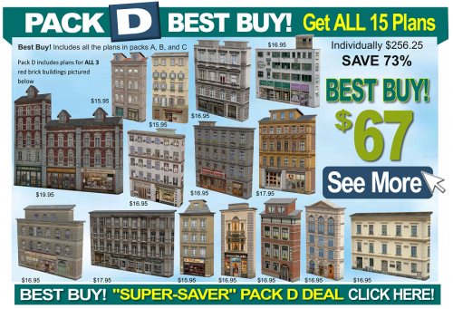 Pack B Railroad Scale Models City Background Buildings - Model Buildings